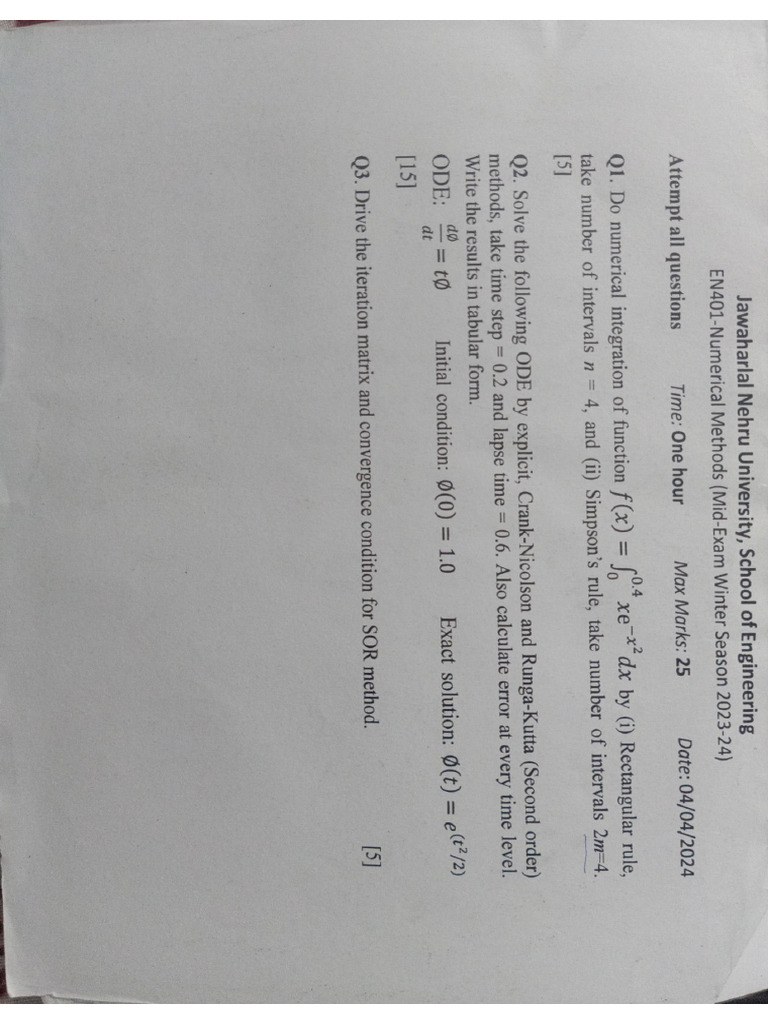 Sem 4 Mid Sem Question Papers | PDF