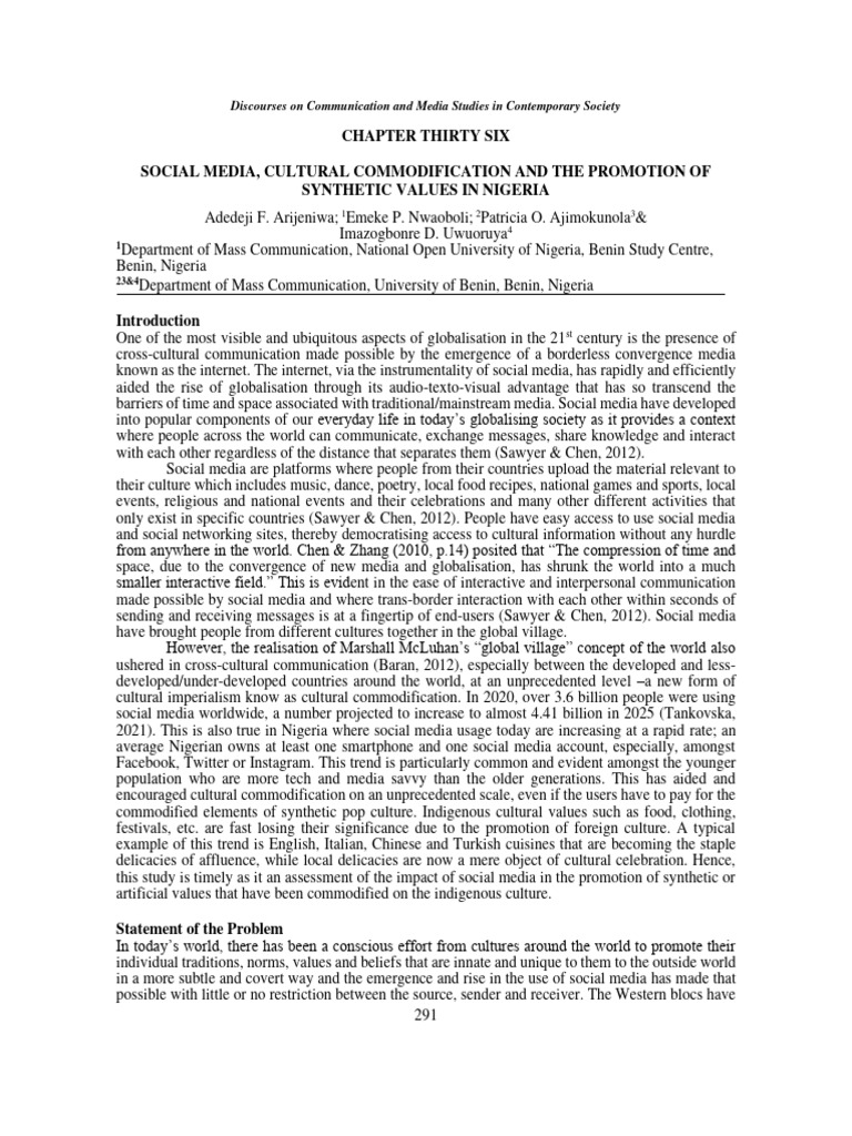 Social Media Cultural Commodification An | PDF | Social Media | Popular ...
