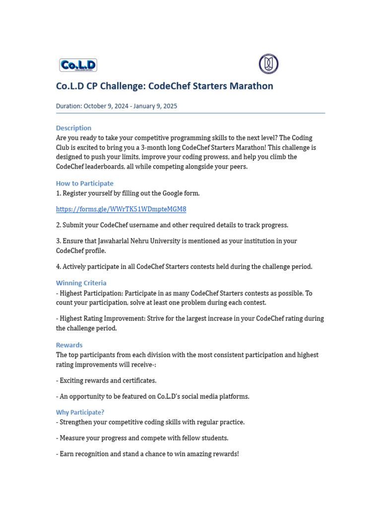 CoLD CP Challenge | PDF
