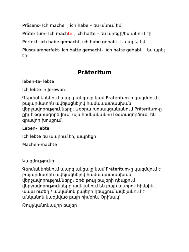 Perfekt, Präteritum | PDF