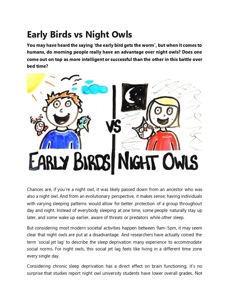 Early Birds Vs Night Owls | PDF