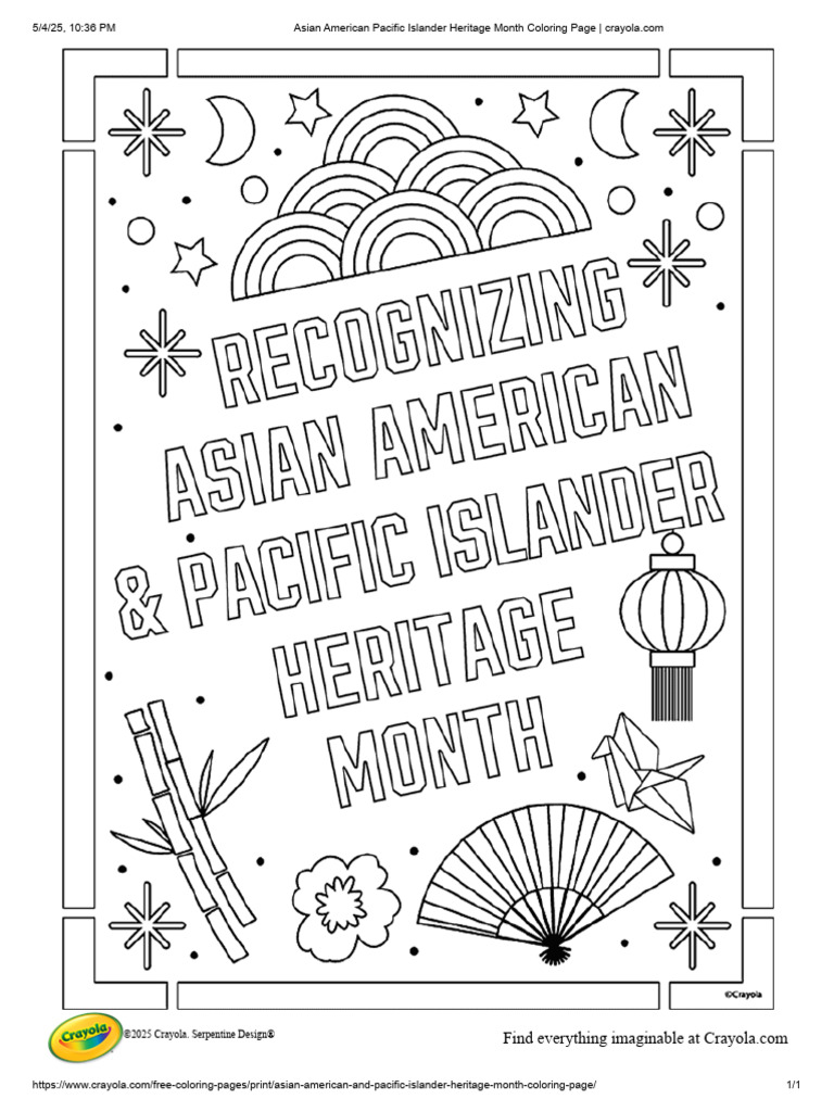 Asian American Pacific Islander Heritage Month Coloring Page | PDF
