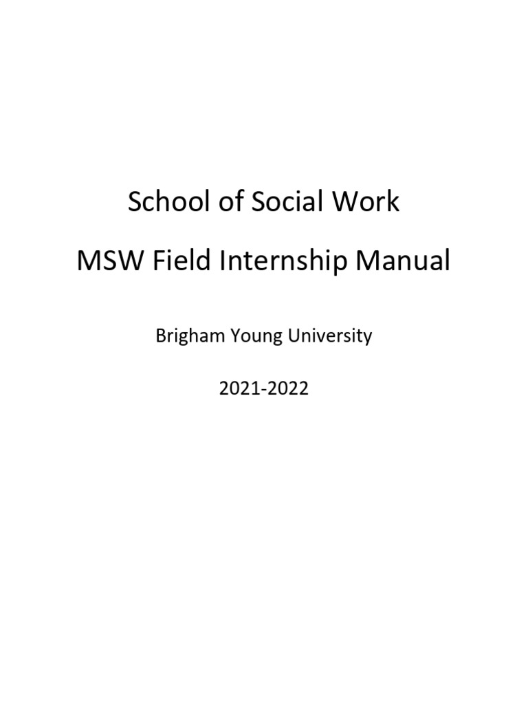 2021 2022 MSW Field Manual | PDF | Social Work | Curriculum