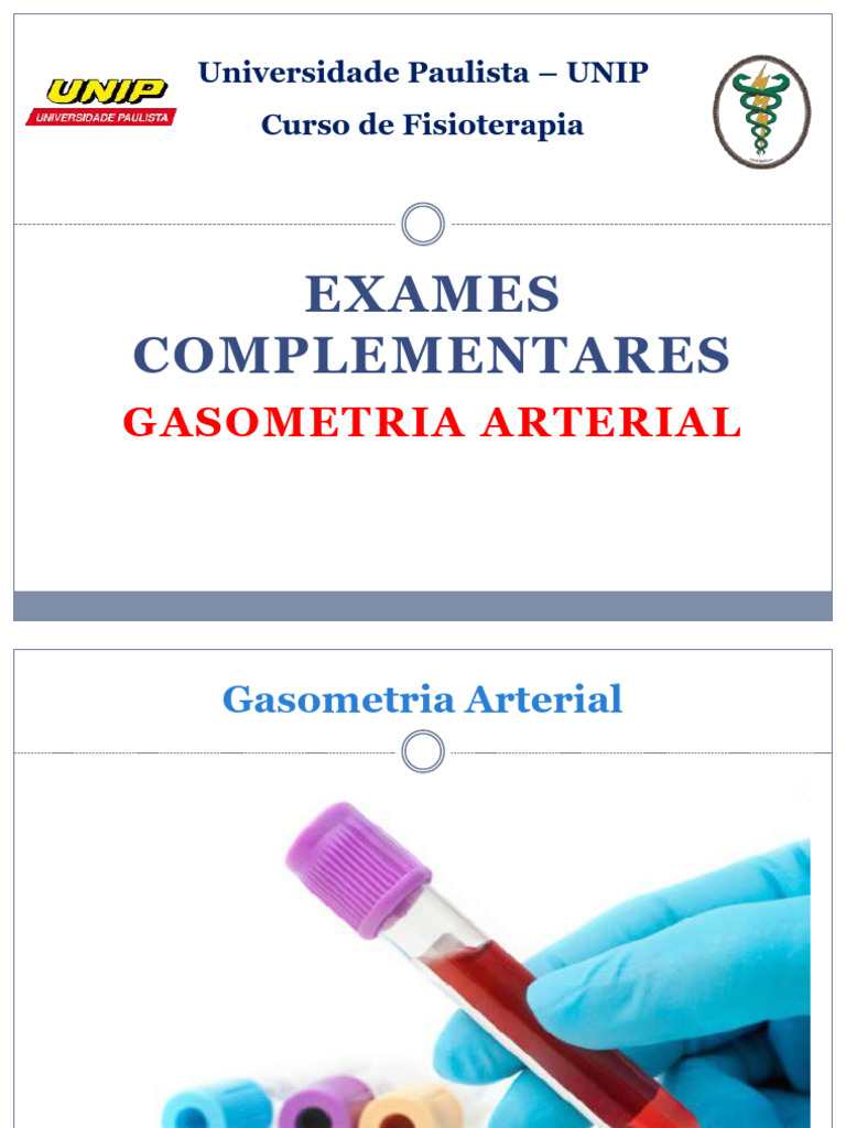 Aula 4 - Exames complementares - gasometria arterial | PDF | Especialidades médicas ...