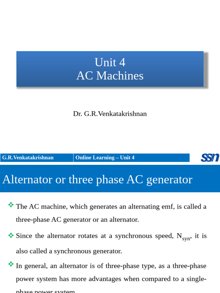 Alternator or Three Phase AC Generator | PDF | Electromagnetic ...