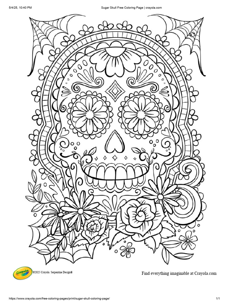 Sugar Skull Free Coloring Page | PDF