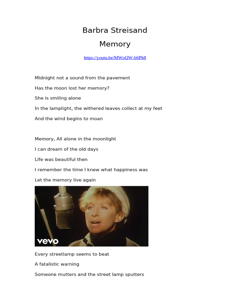 Barbra Streisand - Memory FULL TEXT | PDF