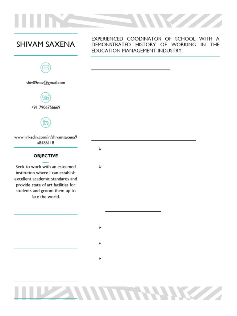 Shivam Updated CV Jan25 | PDF | Teachers | Curriculum