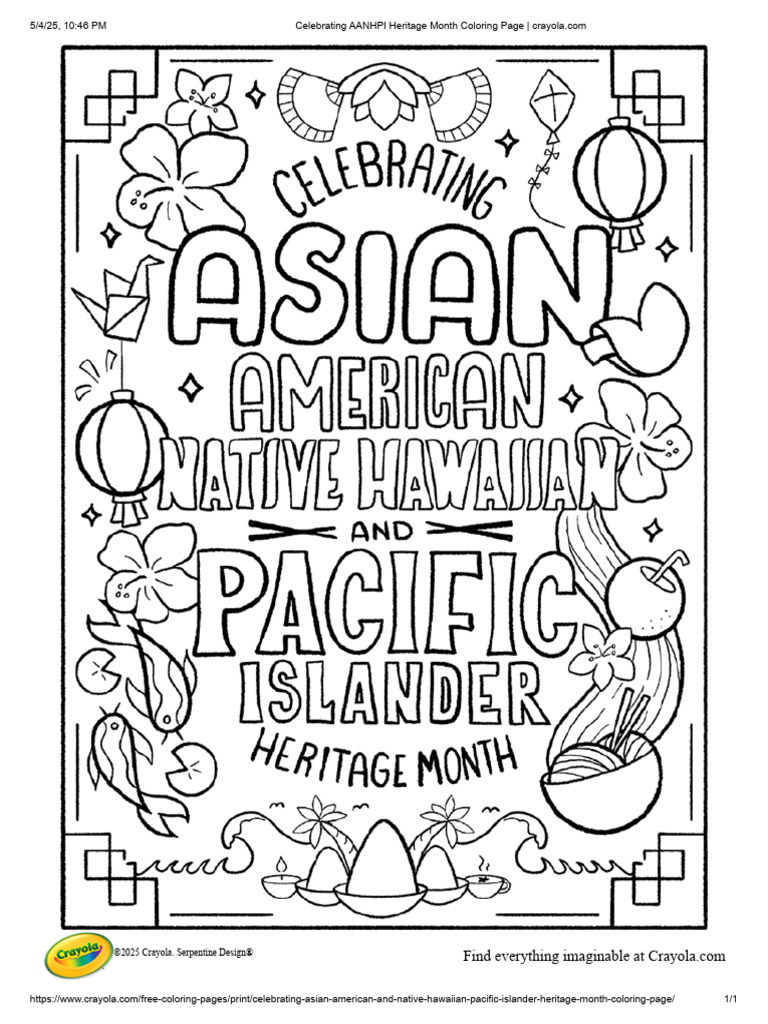 Celebrating AANHPI Heritage Month Coloring Page | PDF