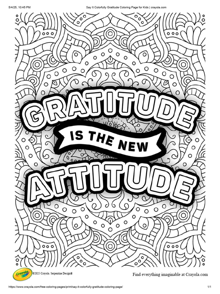 Say It Colorfully Gratitude Coloring Page For Kids | PDF