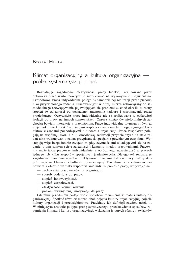 2000-mikula-klimat-org-a-kultura-organizacyjna | PDF