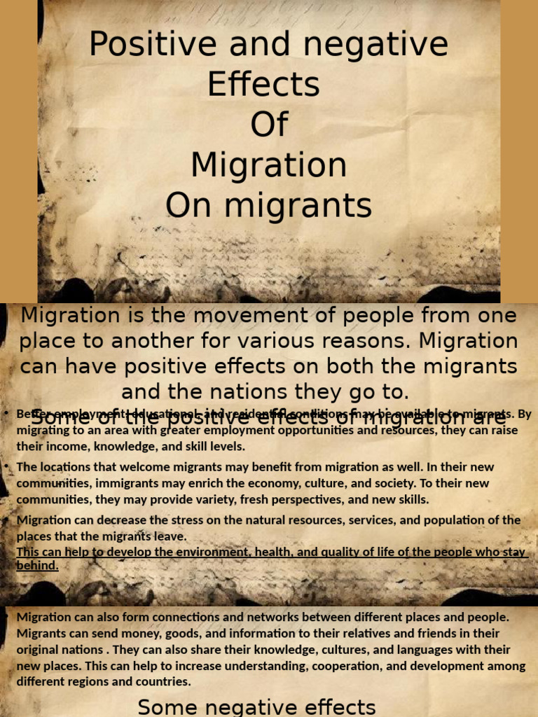 Migration's Positive and Negative Impacts | PDF | Immigration | Human ...