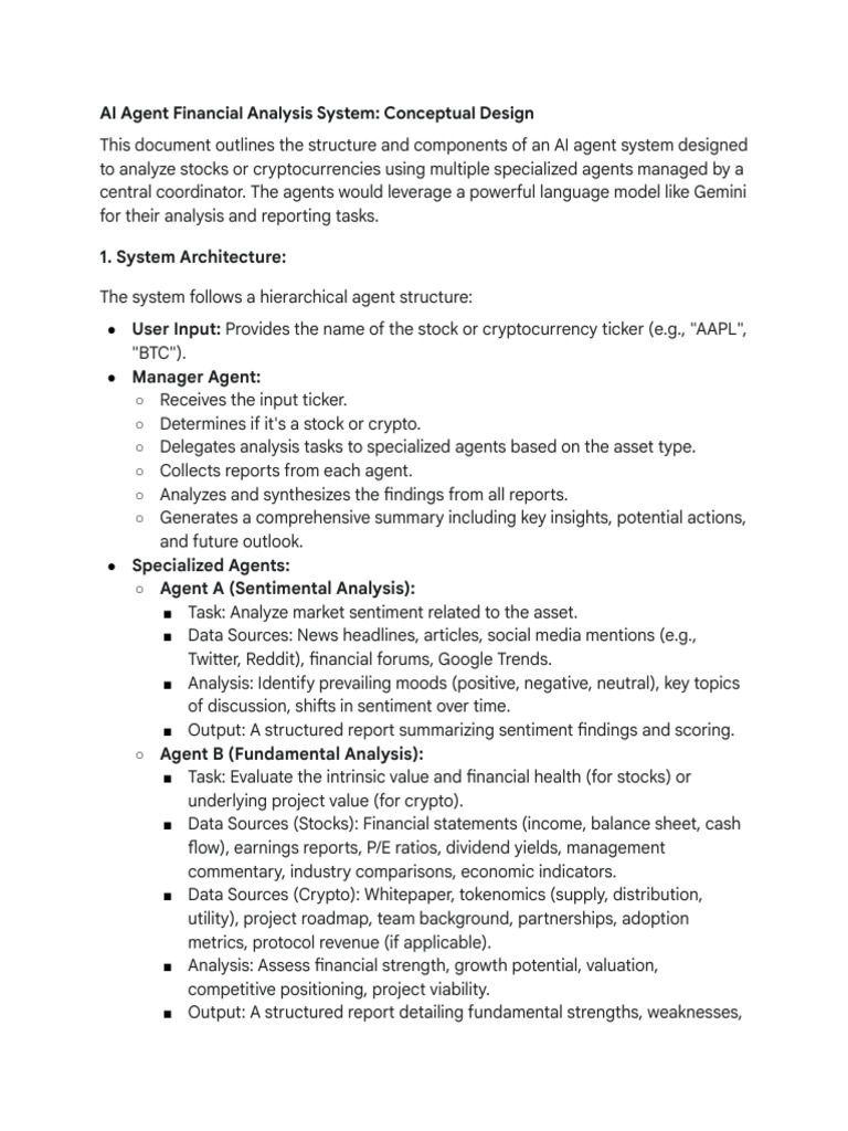 AI Agent System for Financial Analysis - Conceptual Design | PDF | Artificial Intelligence ...