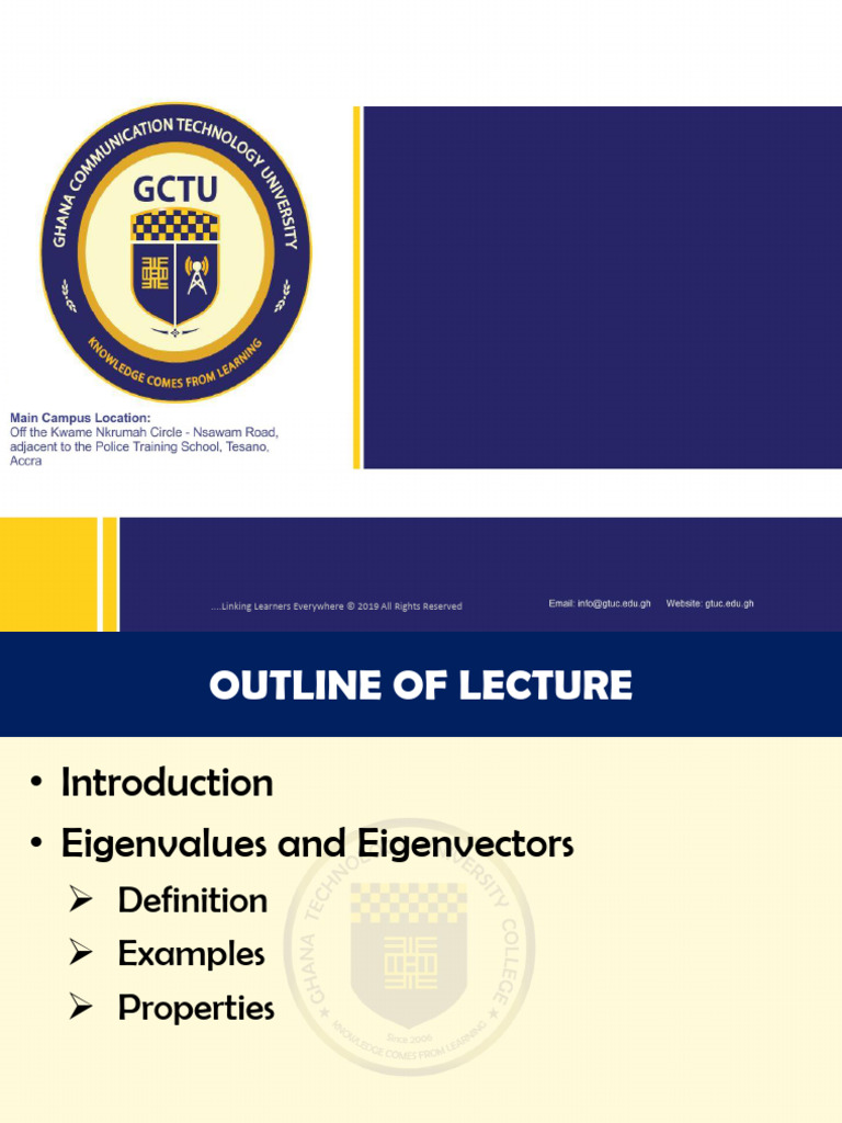 Lecture 7 Math 105 Linear Algebra Pdf Eigenvalues And Eigenvectors Matrix Mathematics