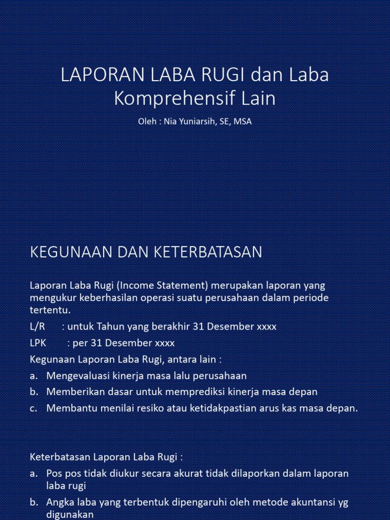 Laporan Laba Rugi dan Laba Komprehensif | PDF