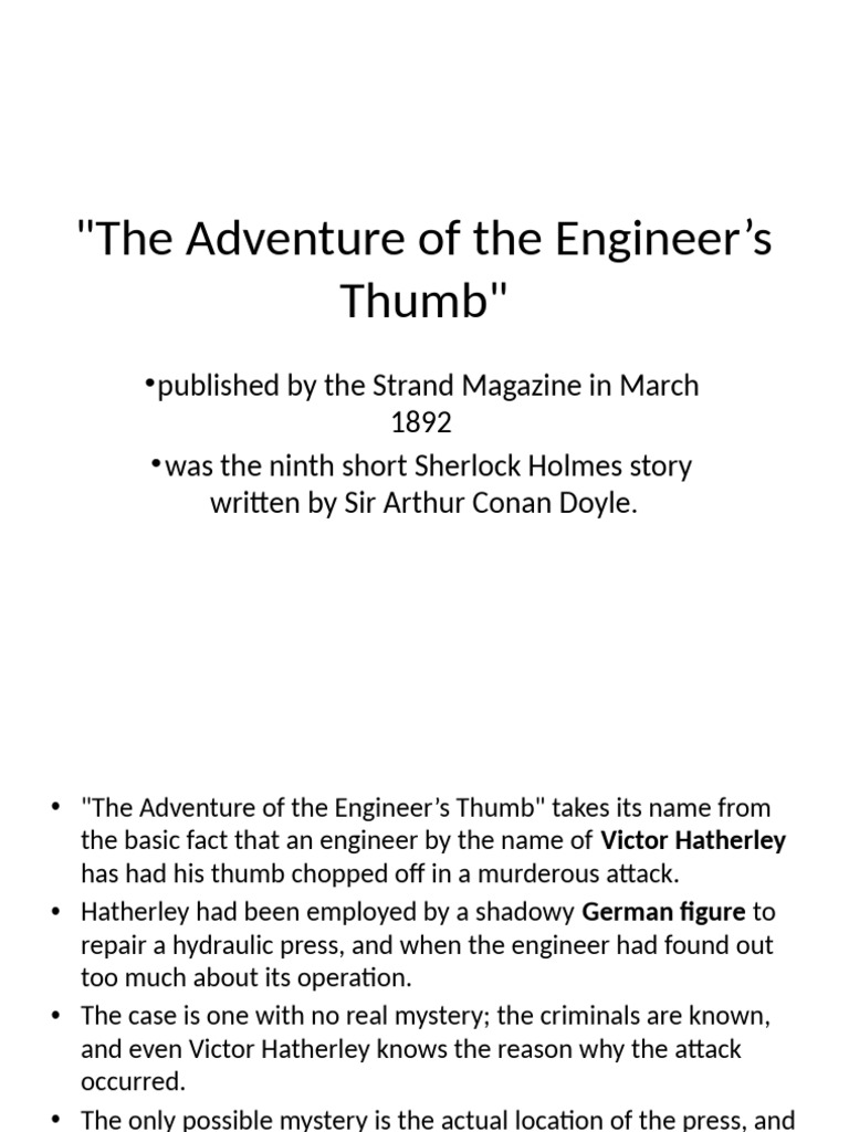 The Adventure of The Engineer's Thumb | PDF