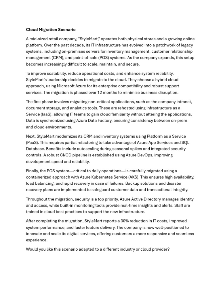 Cloud Migration Case 03123 | PDF | Cloud Computing | Microsoft Azure