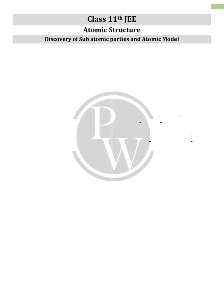 Atomic Structure - Class 11th JEE - Questions | PDF | Atomic Nucleus ...