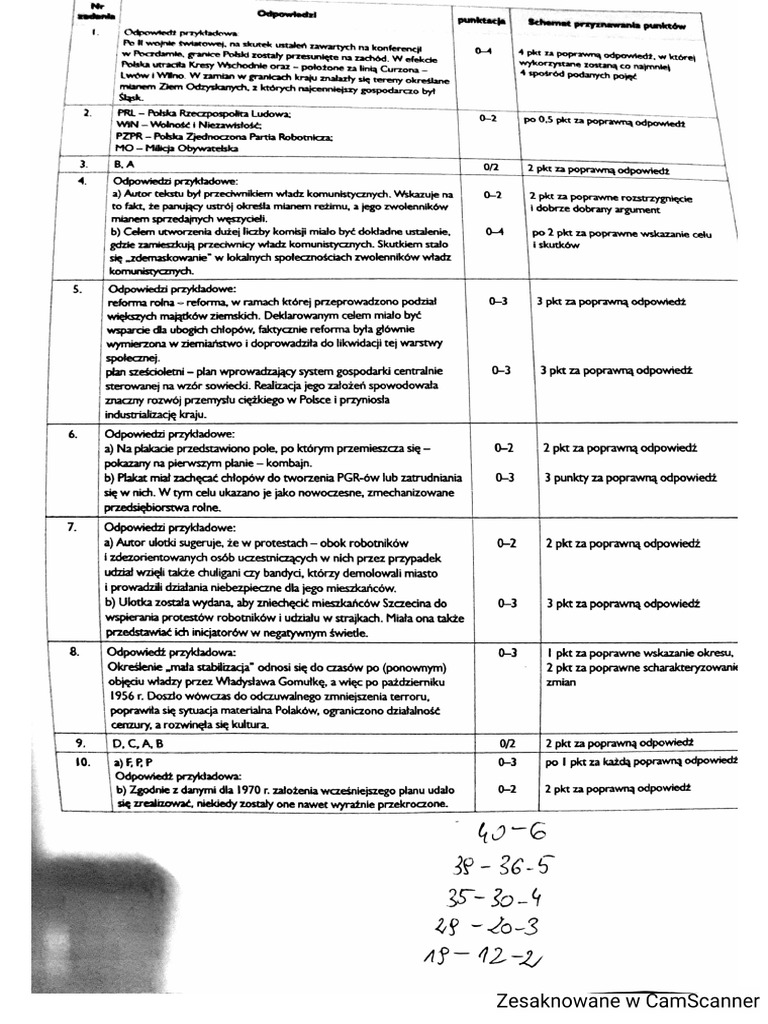 Klucz Odpowiedzi Do Karty Pracy 2 | PDF