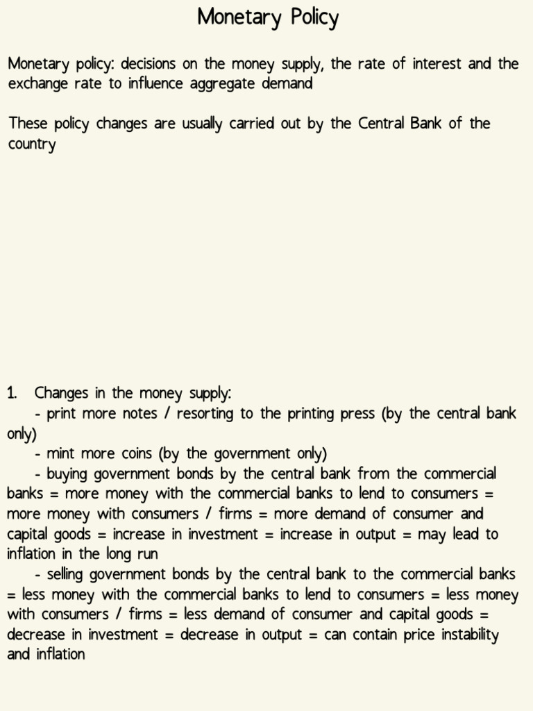 Ch.27. Monetary Policy Notes by Brighter Bee | PDF | Inflation ...