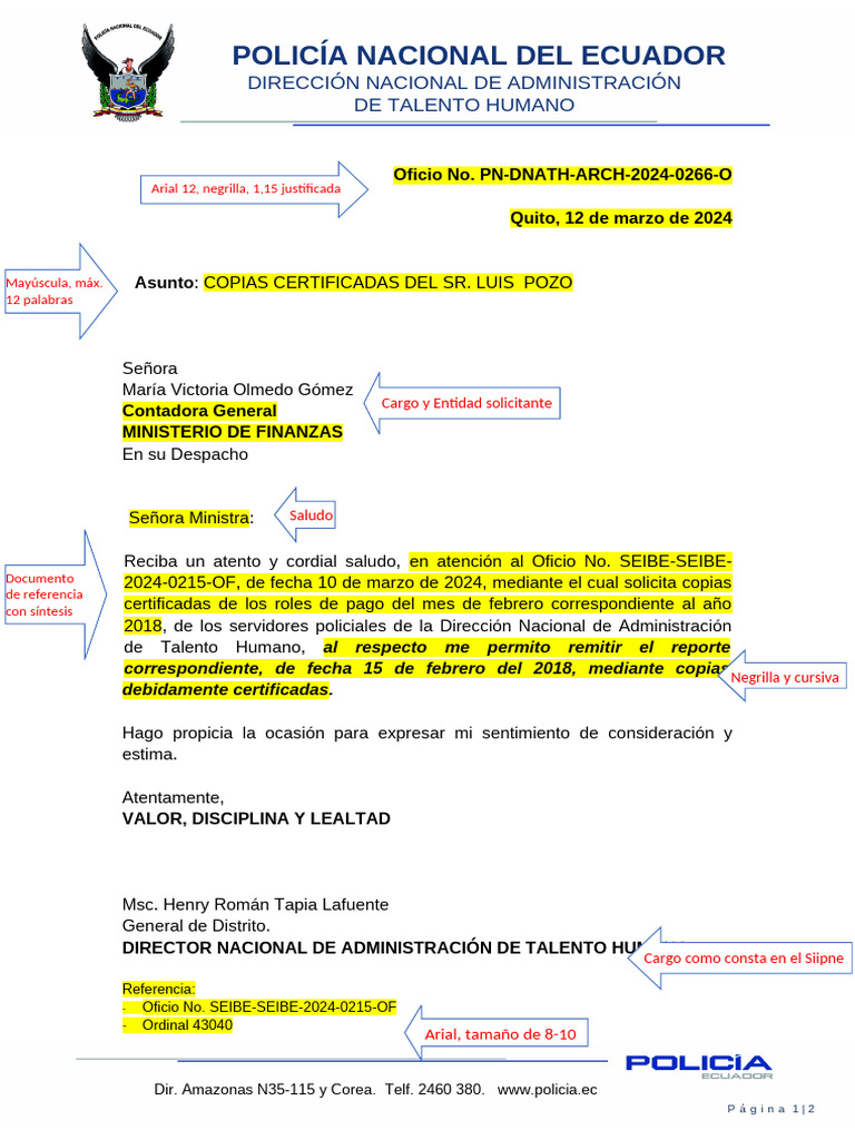 Modelo De Oficio Destinatario Entidad Publica Civil Actual Pdf