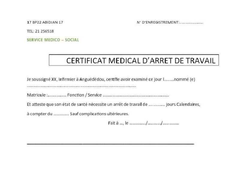 Certificat Medical Arret Travail | PDF