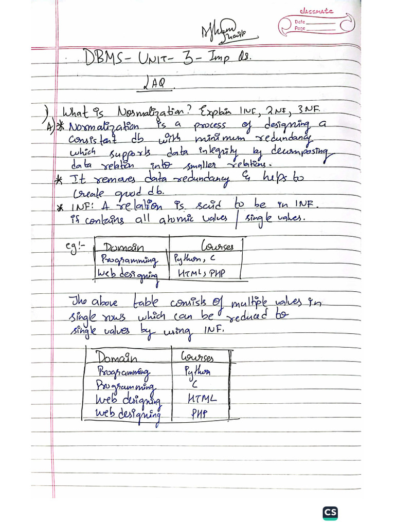 S.Afham DBMS UNIT3 PYQs LAQs | PDF