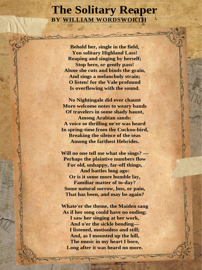 The Solitary Reaper PPT in World Lit. | PDF