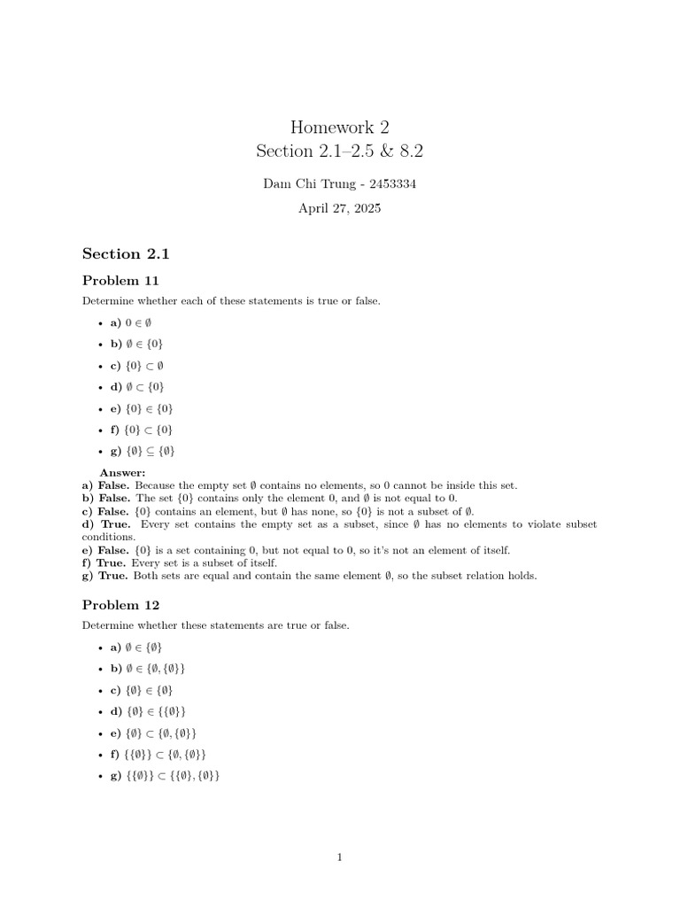 HW2 Sets and Functions | PDF | Empty Set | Set (Mathematics)