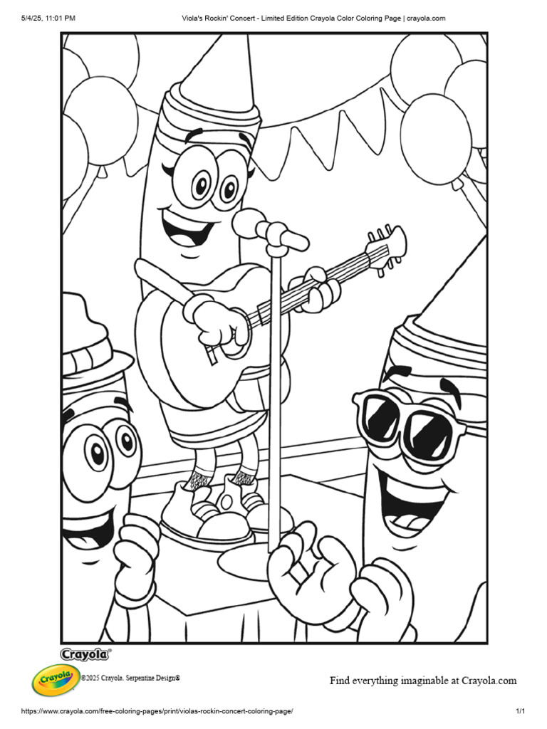 Viola's Rockin' Concert - Limited Edition Crayola Color Coloring Page | PDF