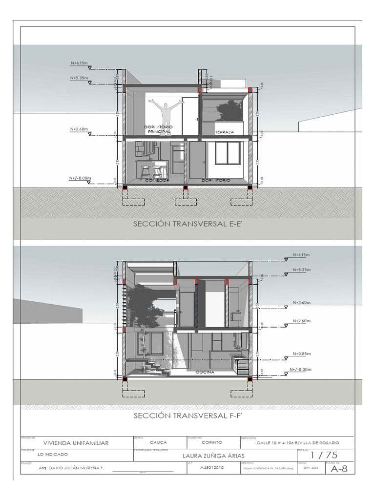 Sección Transversal E-E': Vivienda Unifamiliar Laura Zuñiga Árias | PDF