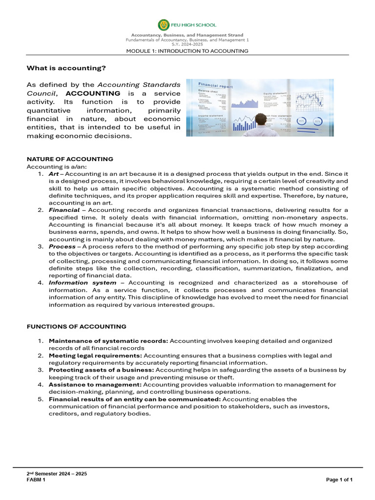(FABM 1) Module 1 Lesson 1 | PDF | Accounting | Information