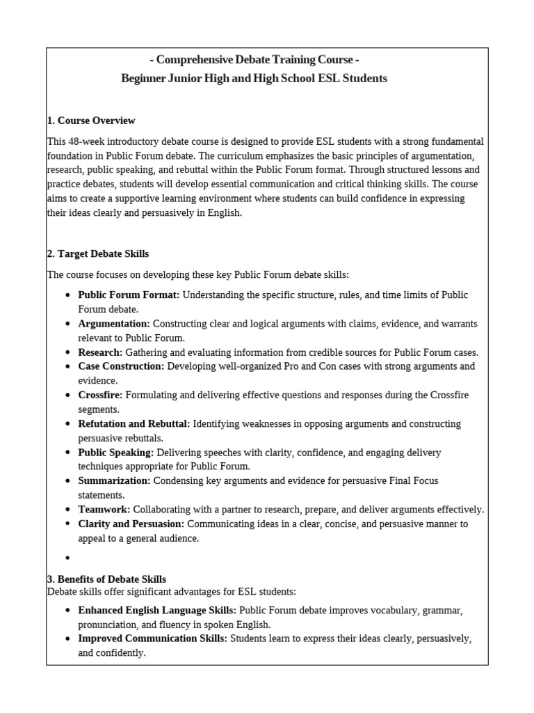 Debate Training Course - Beginner | PDF | Public Speaking | Critical ...