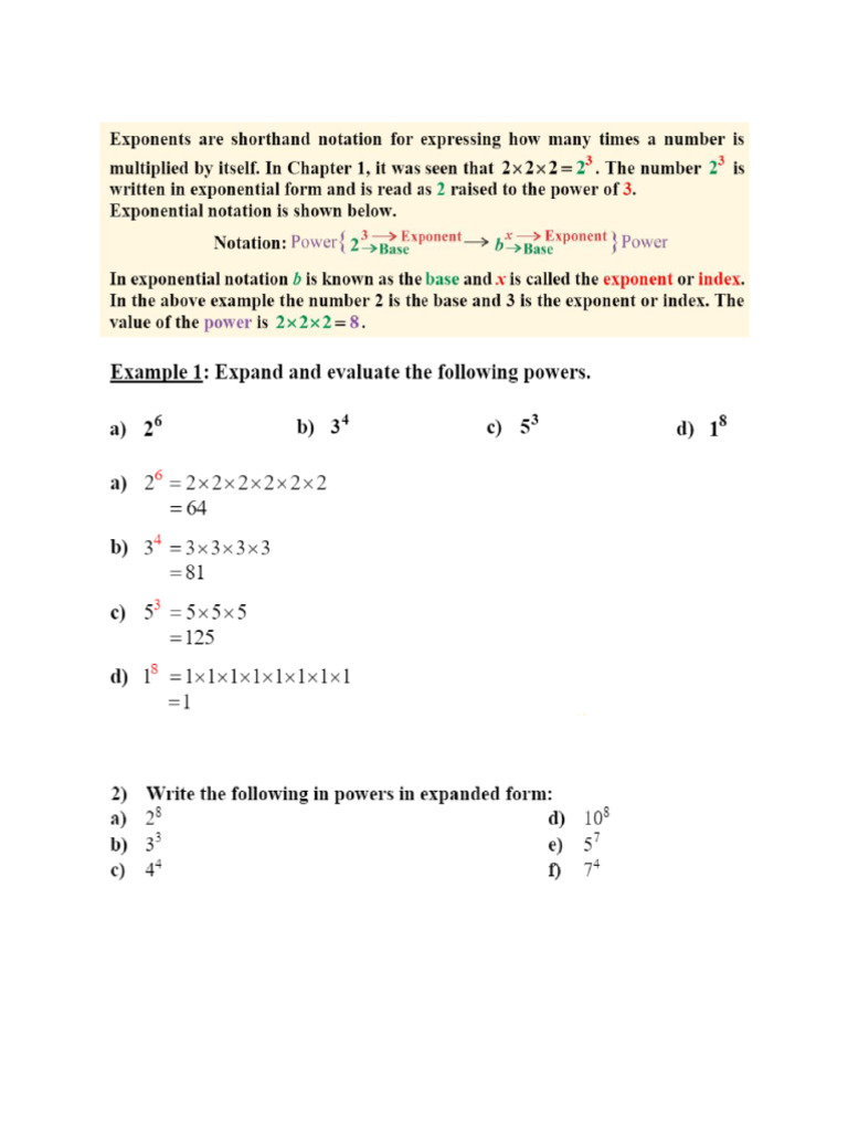 GRADE 8 EXPONENTS | PDF