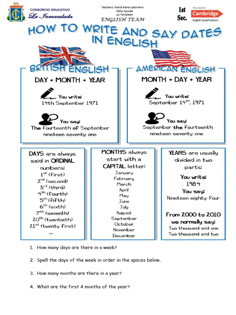 Worksheet Date, Month | PDF