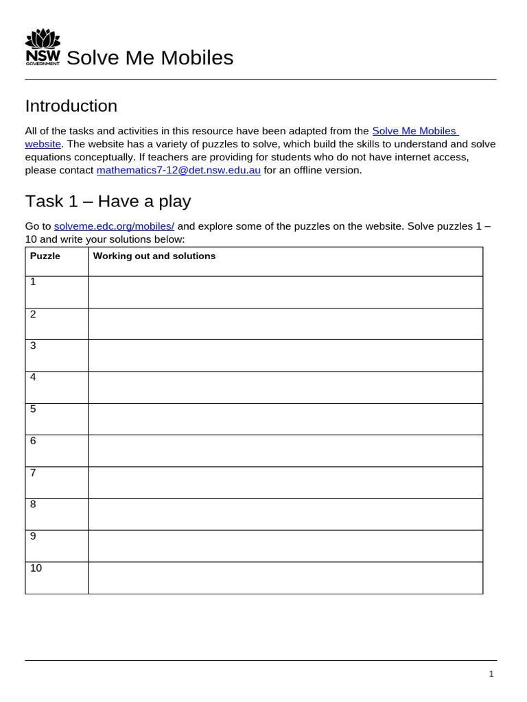 Solve Me Mobiles Worksheet Guide | PDF | Equations | Mathematics