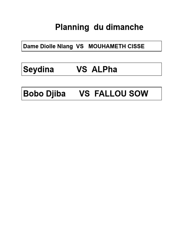 Planning Du Dimanche | PDF