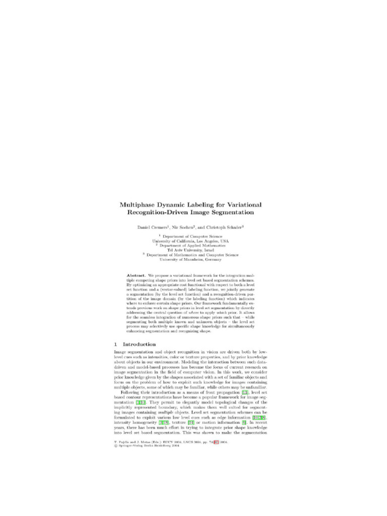 LNCS 3024 Multiphase Dynamic Labeling For Variational Recognition-Driven Image Segmentation 1st ...