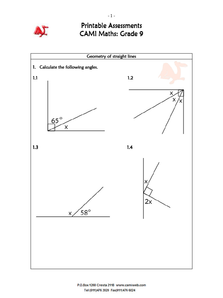 Grade 9 - Geometry of Straight Lines | PDF