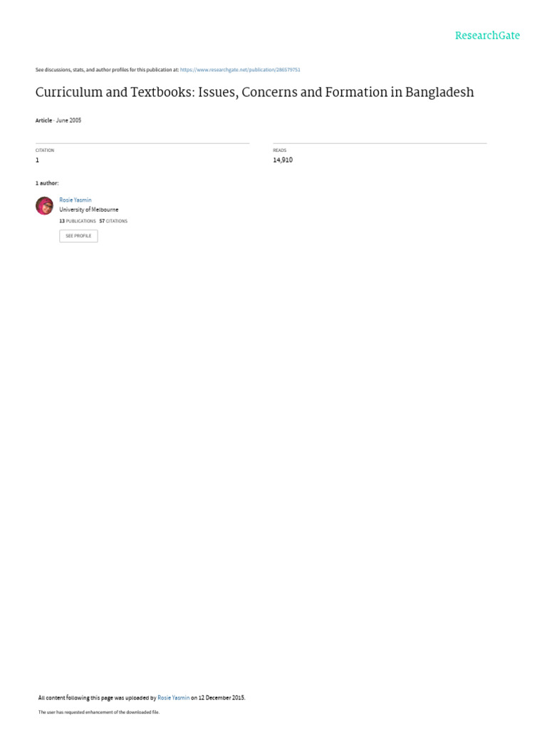 Curriculum and Textbooks: Issues, Concerns and Formation in Bangladesh ...