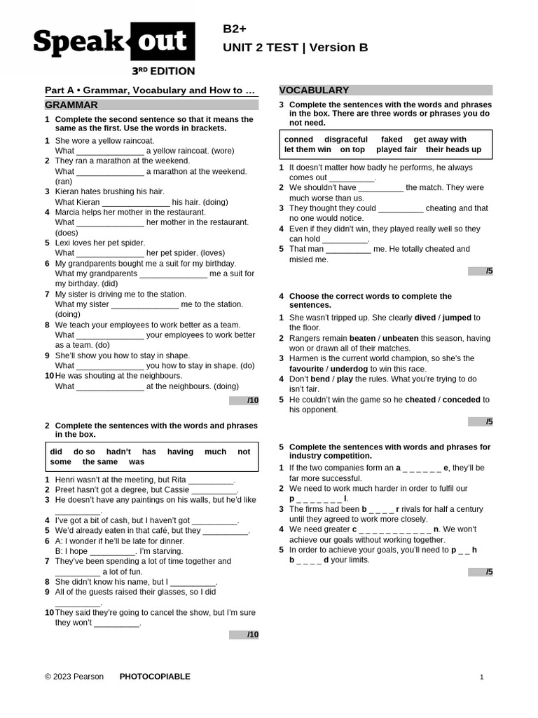 B2+ Unit 2 Test Review | PDF | Cooperative | Marketing