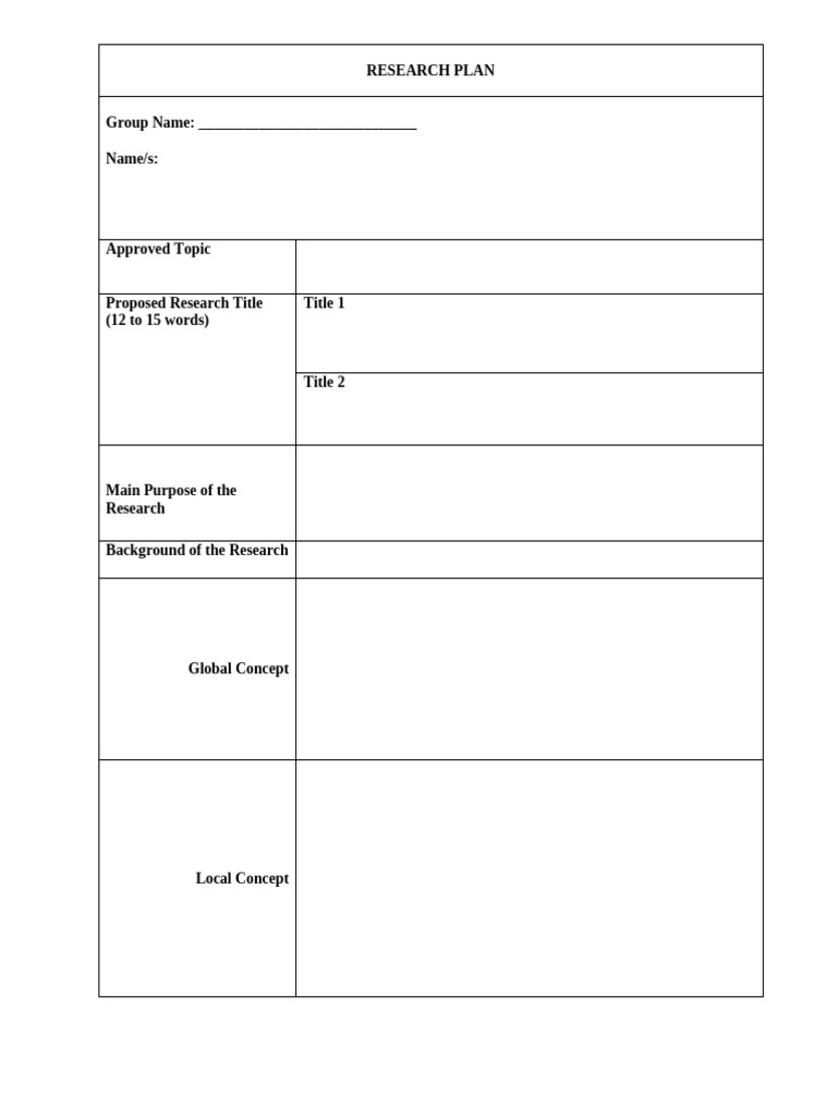 Research Plan Form | PDF