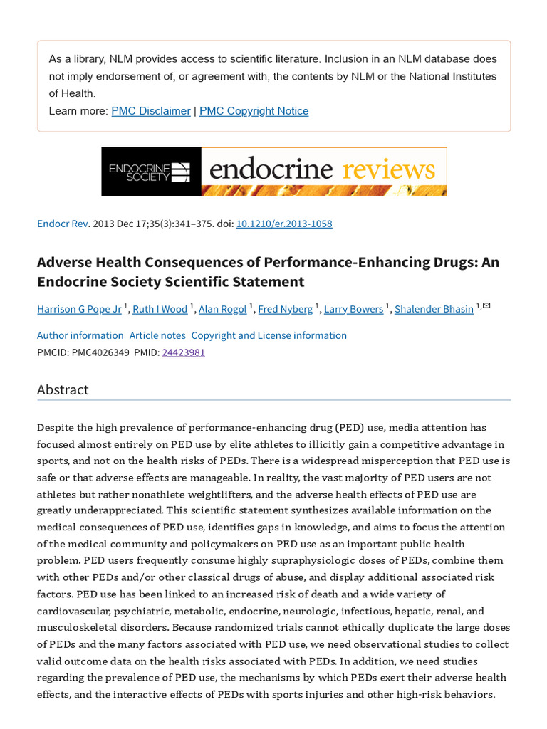 Health Risks of Performance-Enhancing Drugs | PDF | Androgen | Testosterone