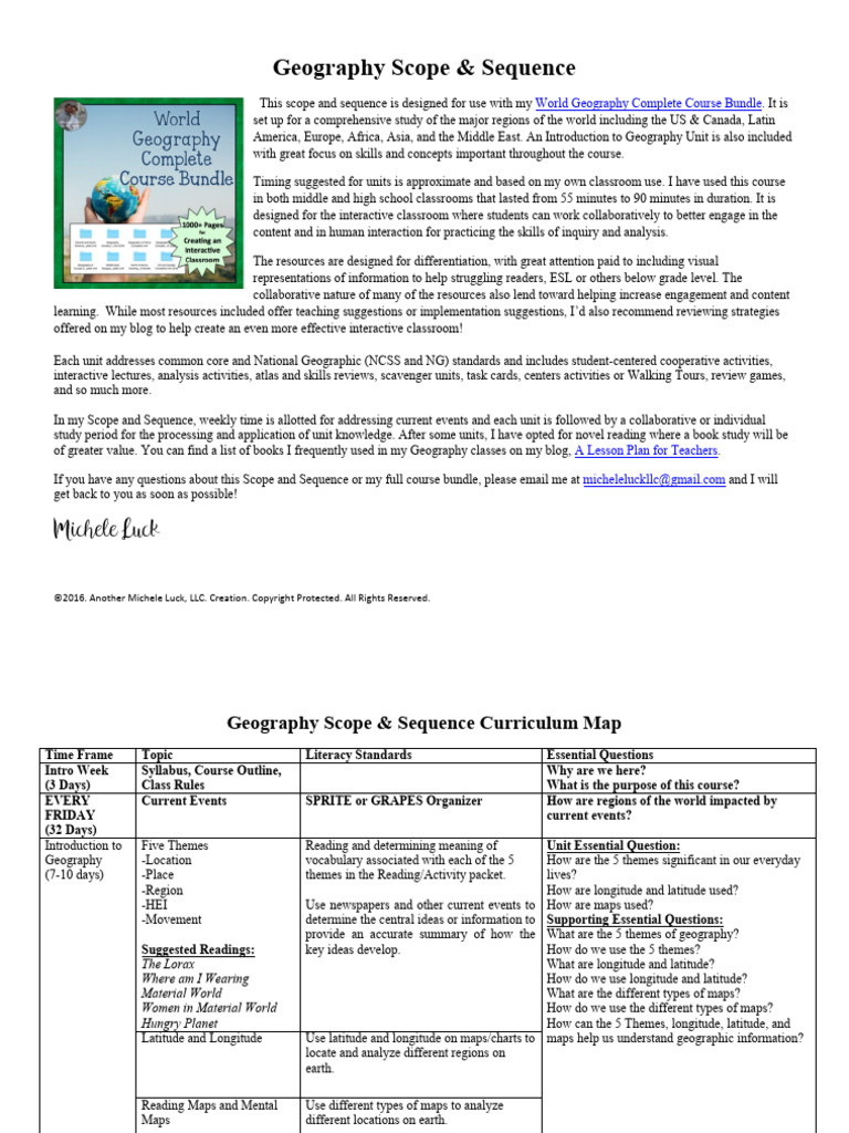 Geography Scope & Sequence: Michele Luck | PDF | Geography | Map