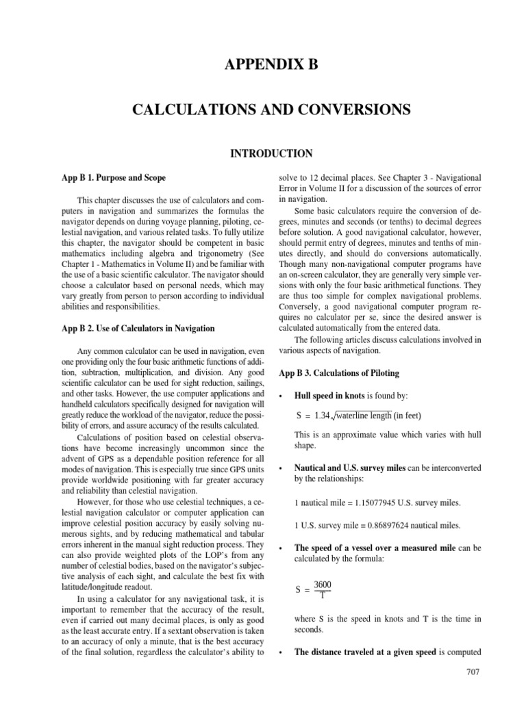 Appendix B - Calculations and Conversions | PDF | Horizon | Pascal (Unit)