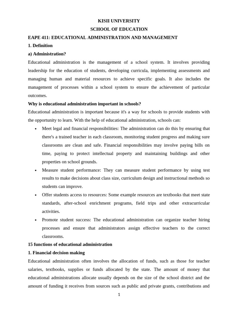 Educational Management 1 | PDF | Leadership | Teachers