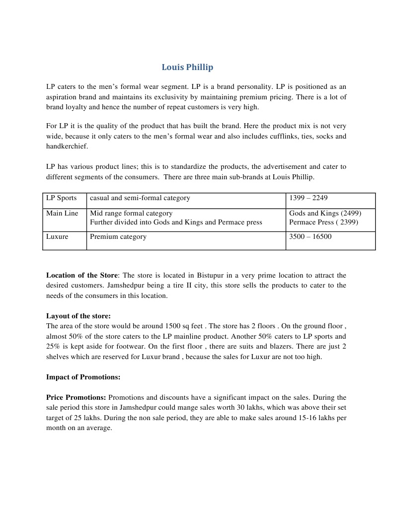 Louis Phillip Men's Formal Wear Overview | PDF