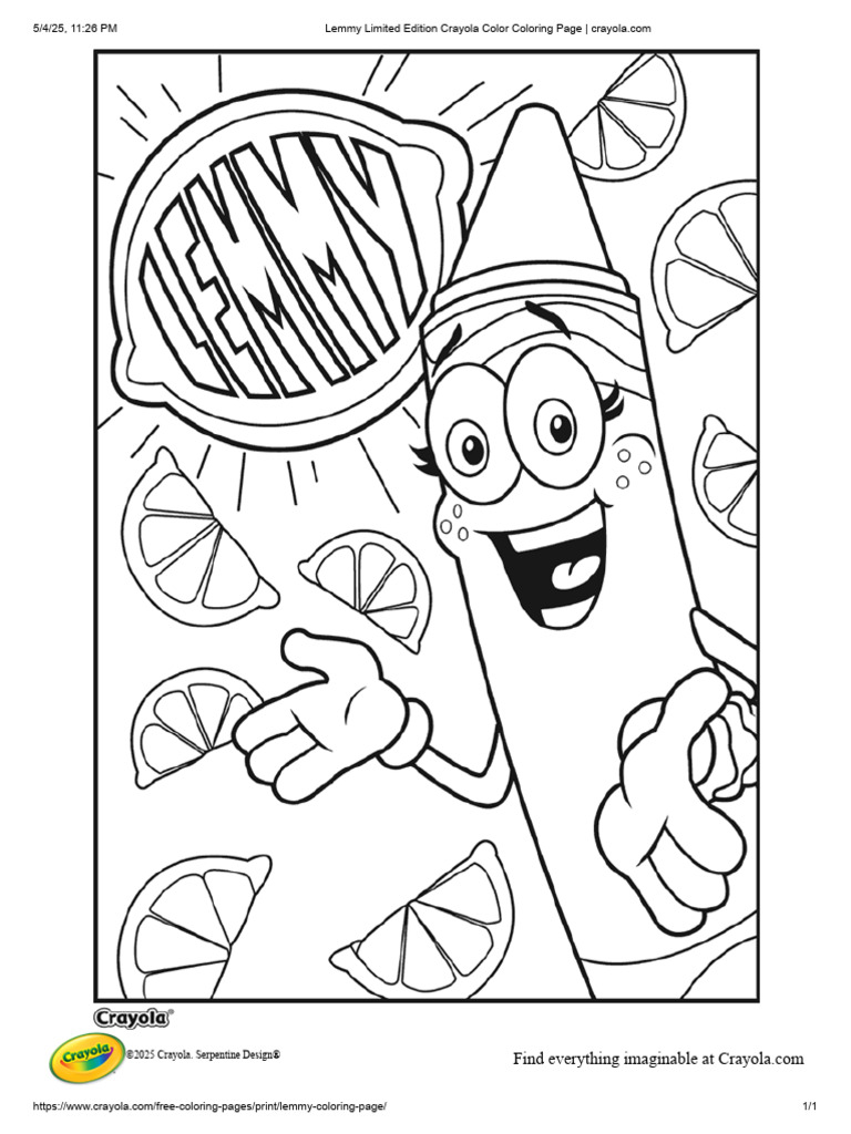 Lemmy Limited Edition Crayola Color Coloring Page | PDF