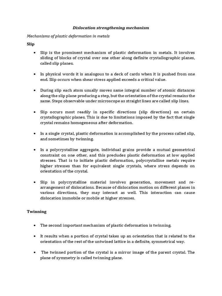 Mechanisms of Plastic Deformation | PDF | Dislocation | Plasticity ...