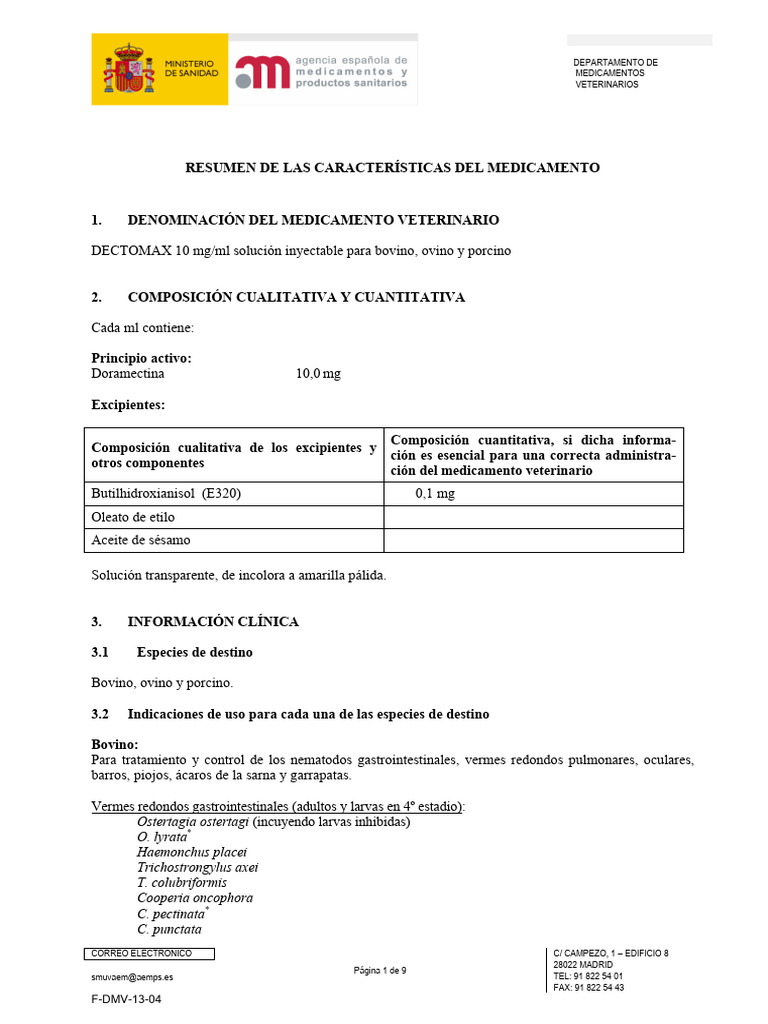 Dectomax 10 MG ML Solucion Inyectable | PDF | Medicamentos con receta ...